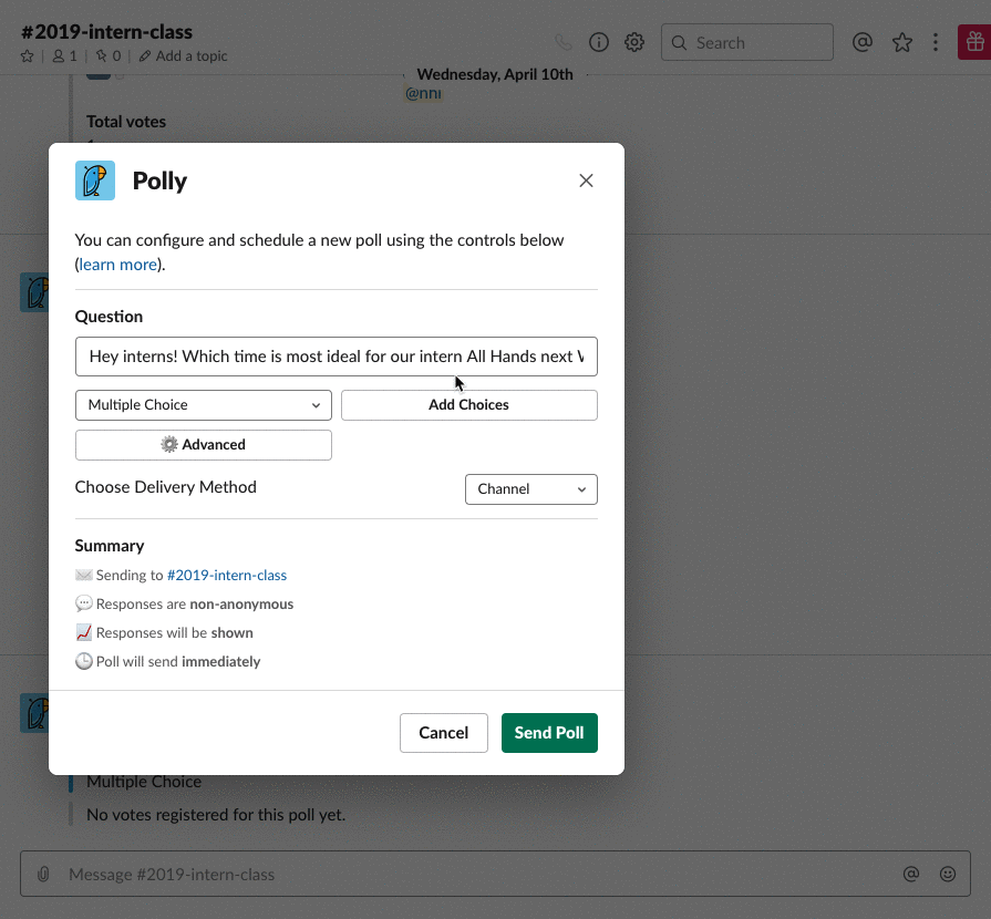 Creating Pollys in Slack